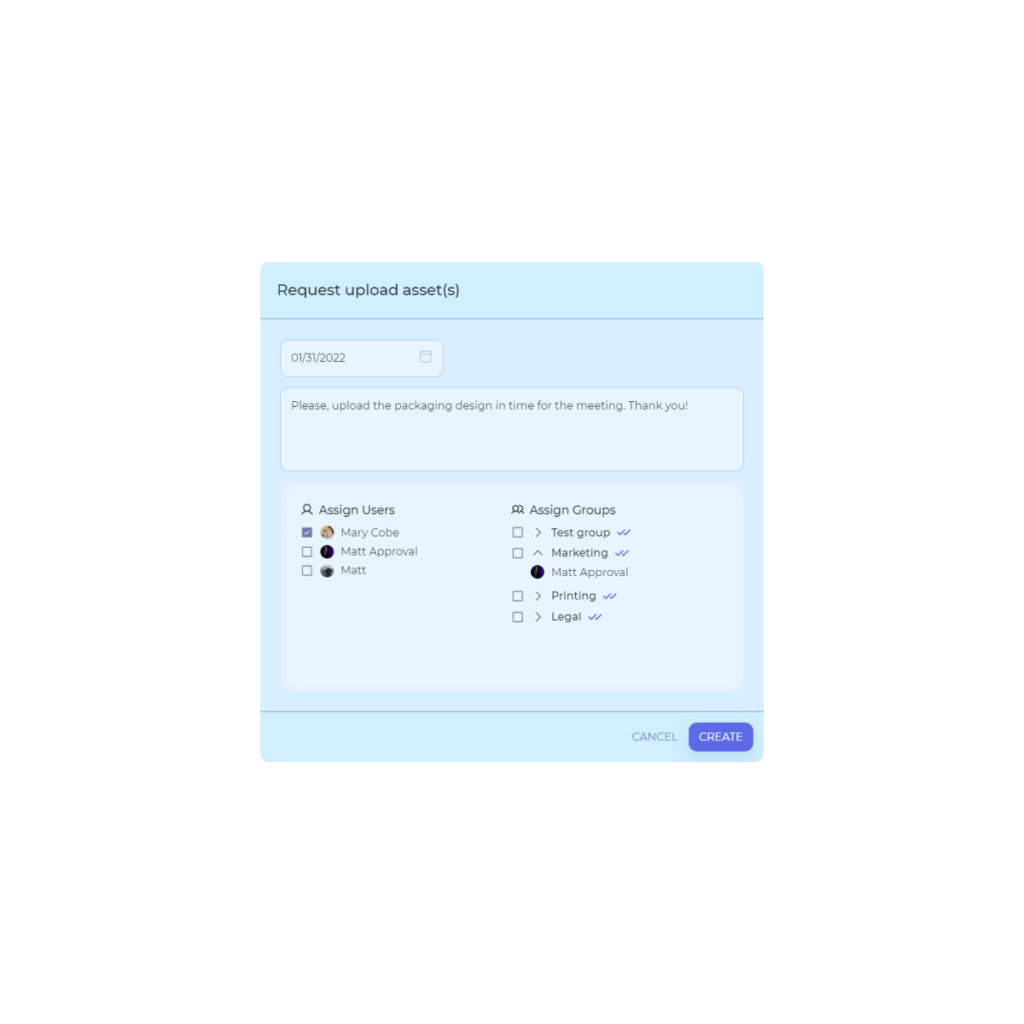 Assign tasks in online design proofing | Approval Studio